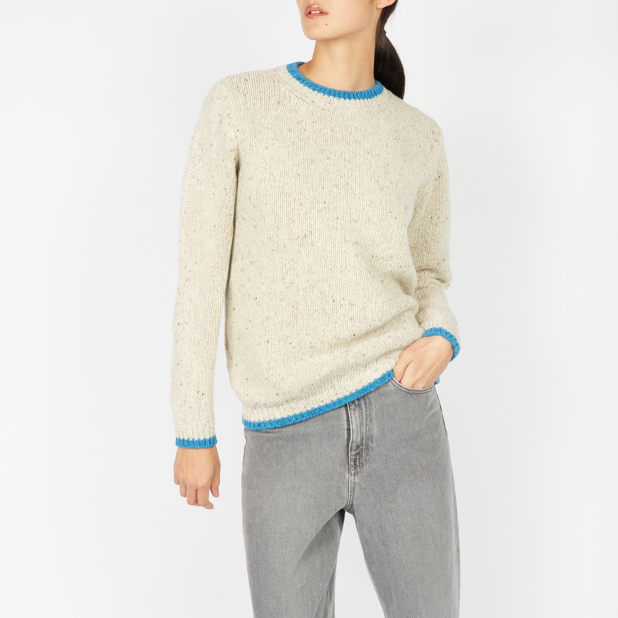 Slaney Crew Neck Knitted Pullover Sweater - Chalkstone – The Celtic Rose