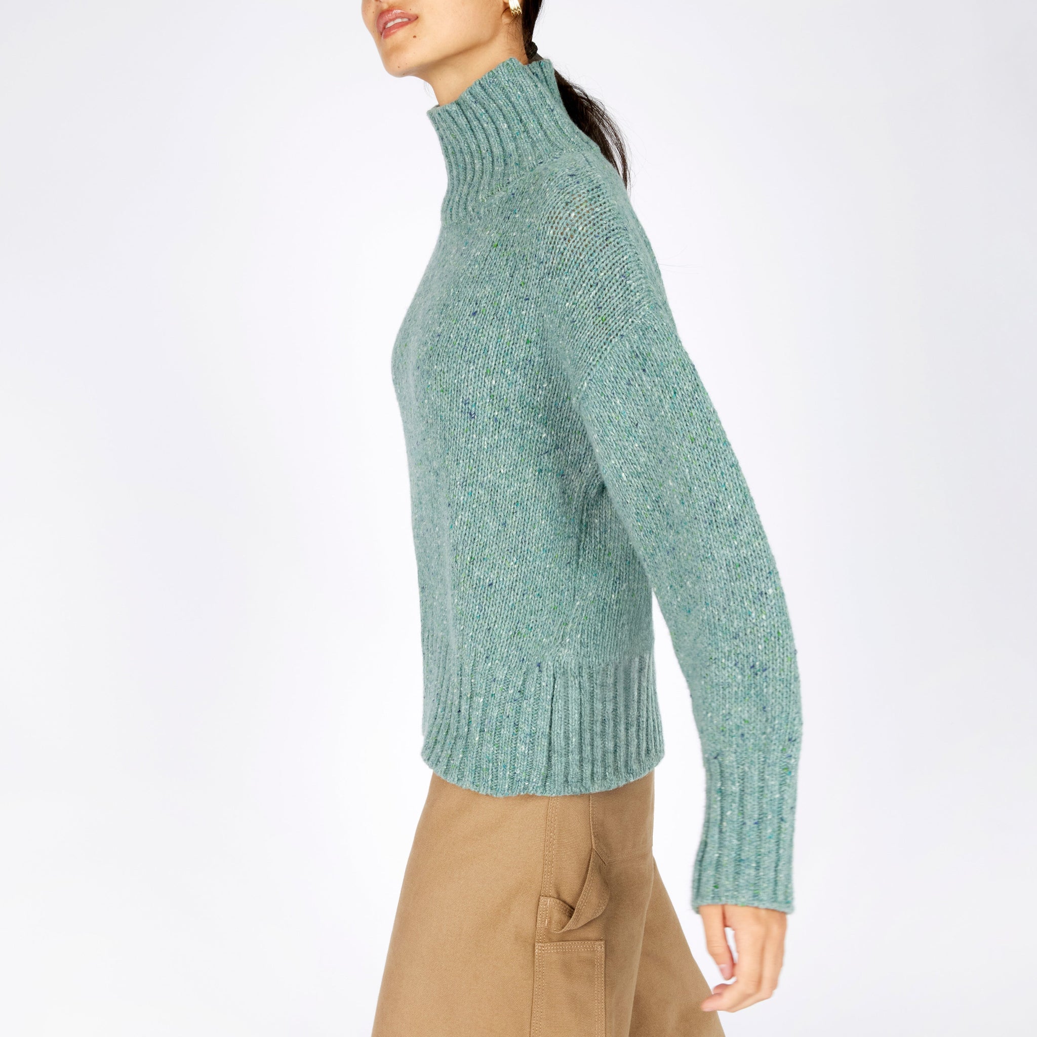 Paige Polo Neck Ladies Wool & Cashmere Sweater - Ocean Mist – The ...