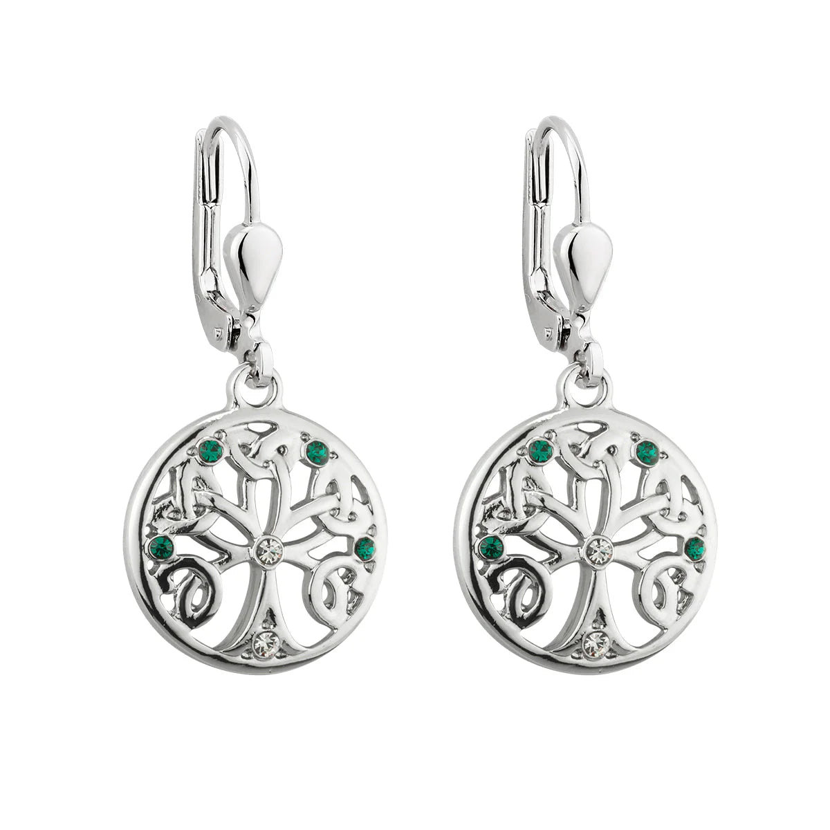 Rhodium Lucky Crystal Tree Of Life Earrings – The Celtic Rose